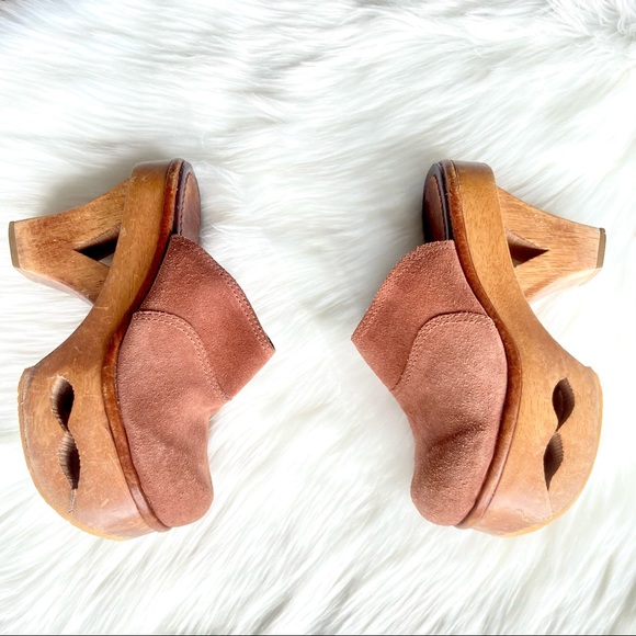 Vintage | Shoes | Vintage 97s Wood Suede Platform Clogs | Poshmark